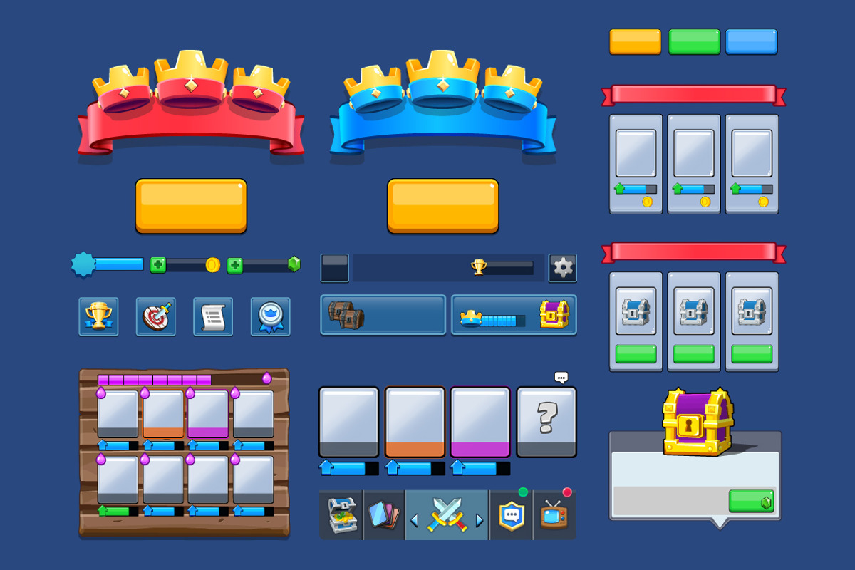 mobile game ui 100% vector, a Templates & Theme by Game Ui art