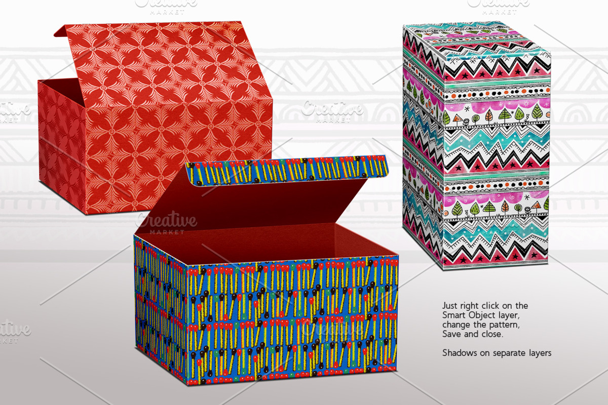 Box Mock-up Panels & Patterns, a Packaging Mockup by JoZOO