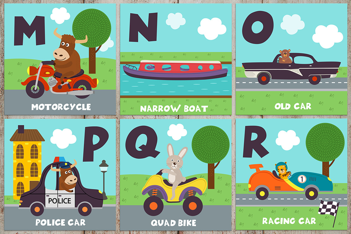 alphabet with transport and animals, an Animal Illustration by NataKa