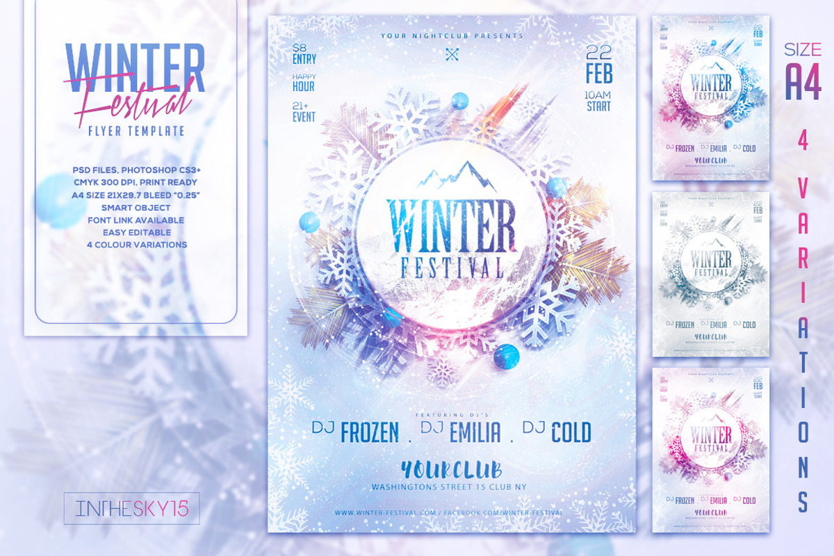Winter Festival Flyer Template, a Flyer Template by InTheSky15