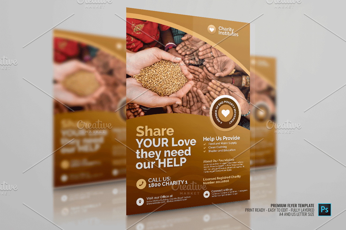 Charity and Foundation Flyer, a Flyer Template by PSDPixel