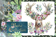 Watercolor boho clip art bundle
