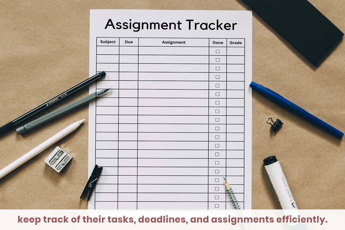 Printable Assignment Tracker Temp, a Print Template by Snapybiz