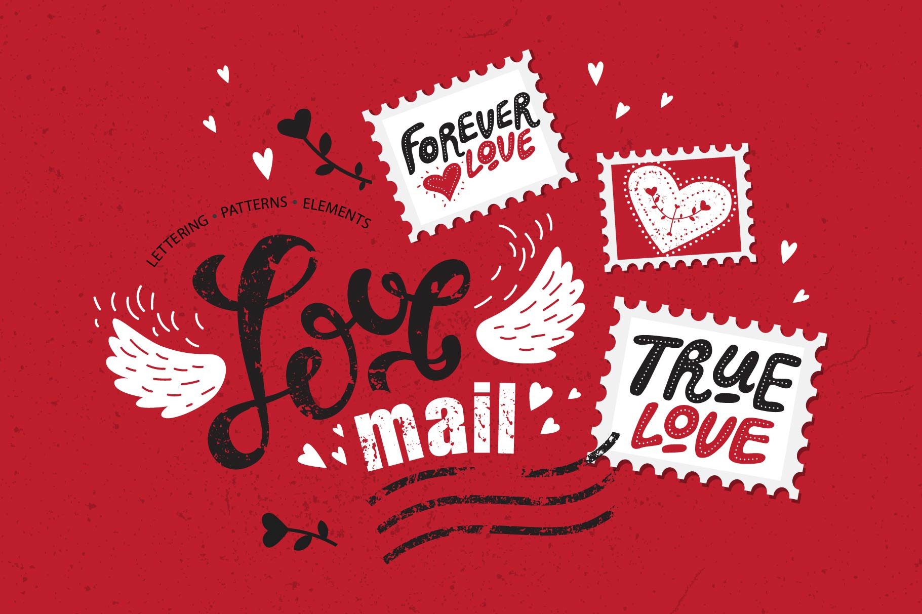 Love mail. Graphic set, an Illustration by Maru_art