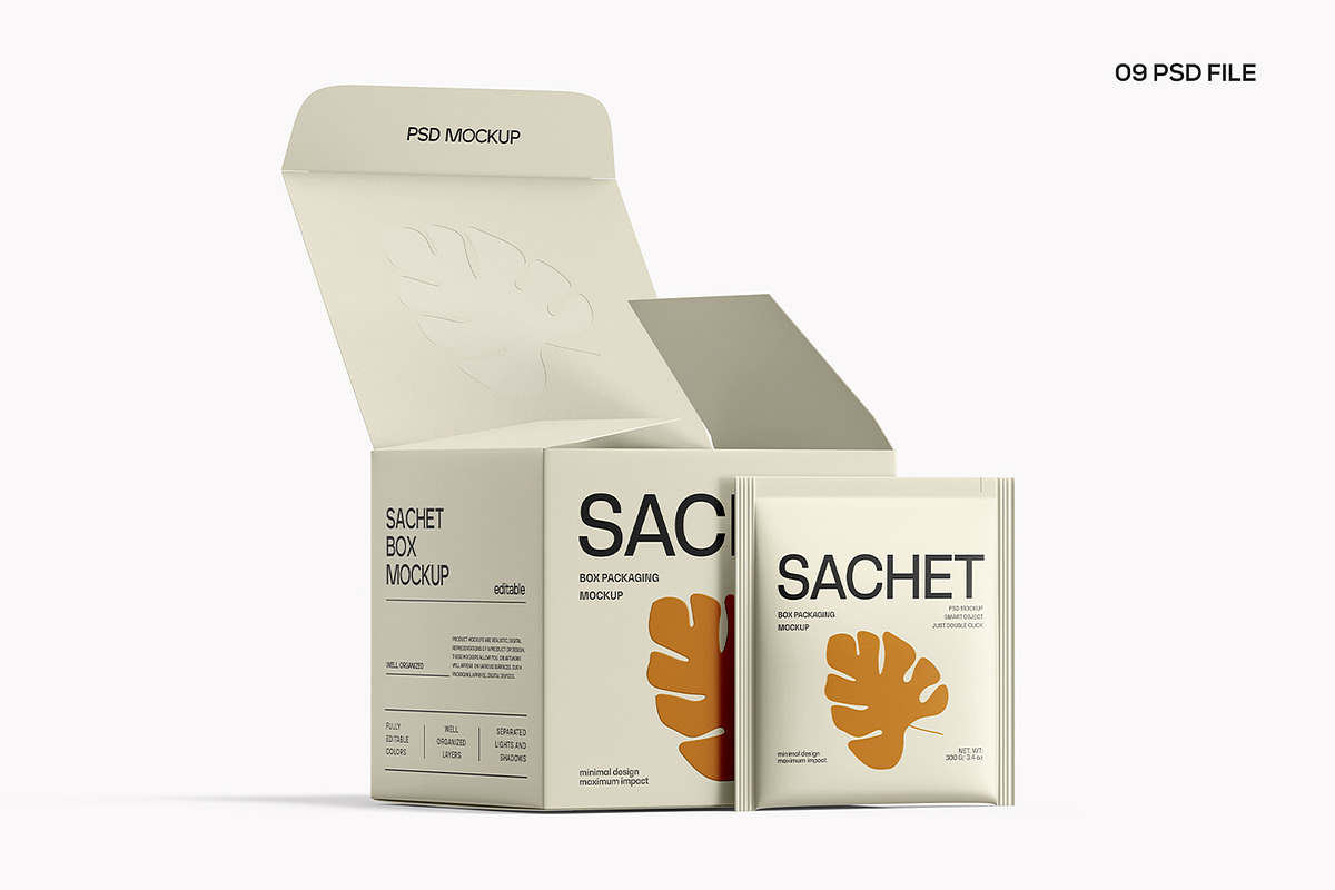 Tea Packaging Box With Sachet Mockup, a Packaging Mockup by Ram Studio