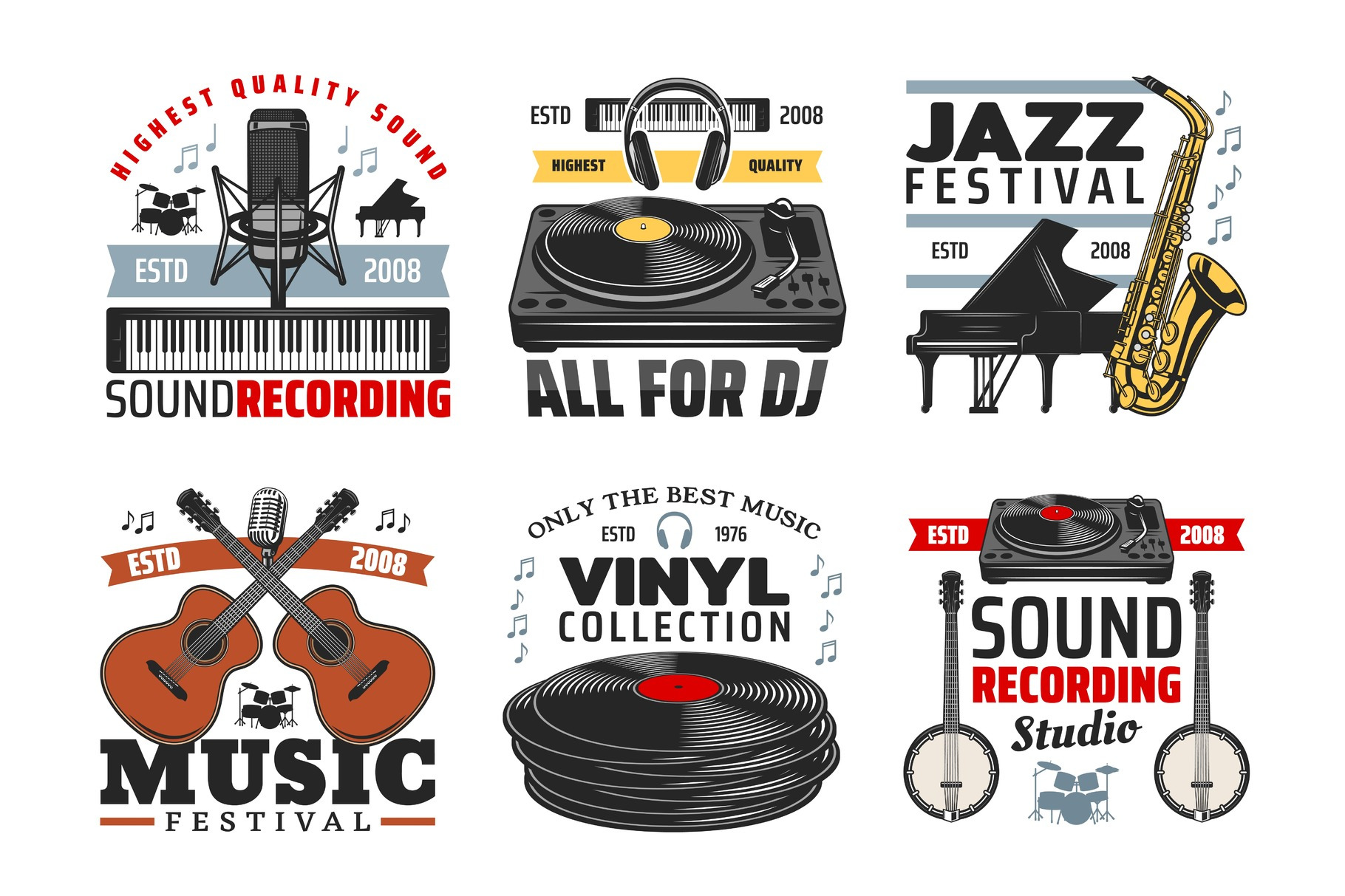 Musical instruments, jazz icons, an Illustration by Vector Tradition