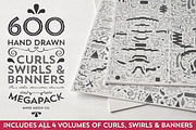Hand Drawn Curls & Banners MEGAPACK, an Illustration by Callie Rian & Co.