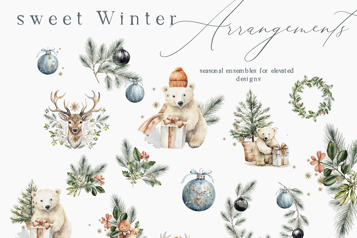 Winter and Christmas Watercolor Set