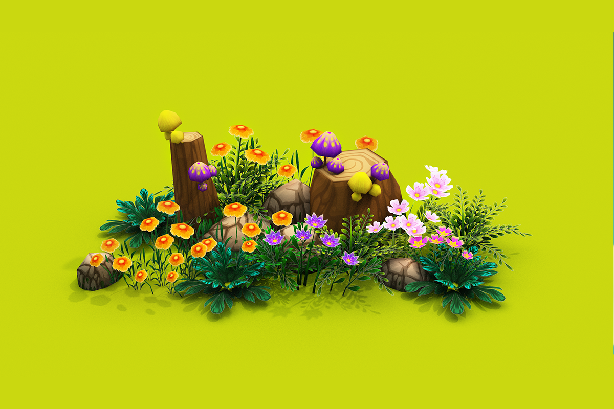3D Cartoon Forest, an Environmental 3D Model by Souchenki