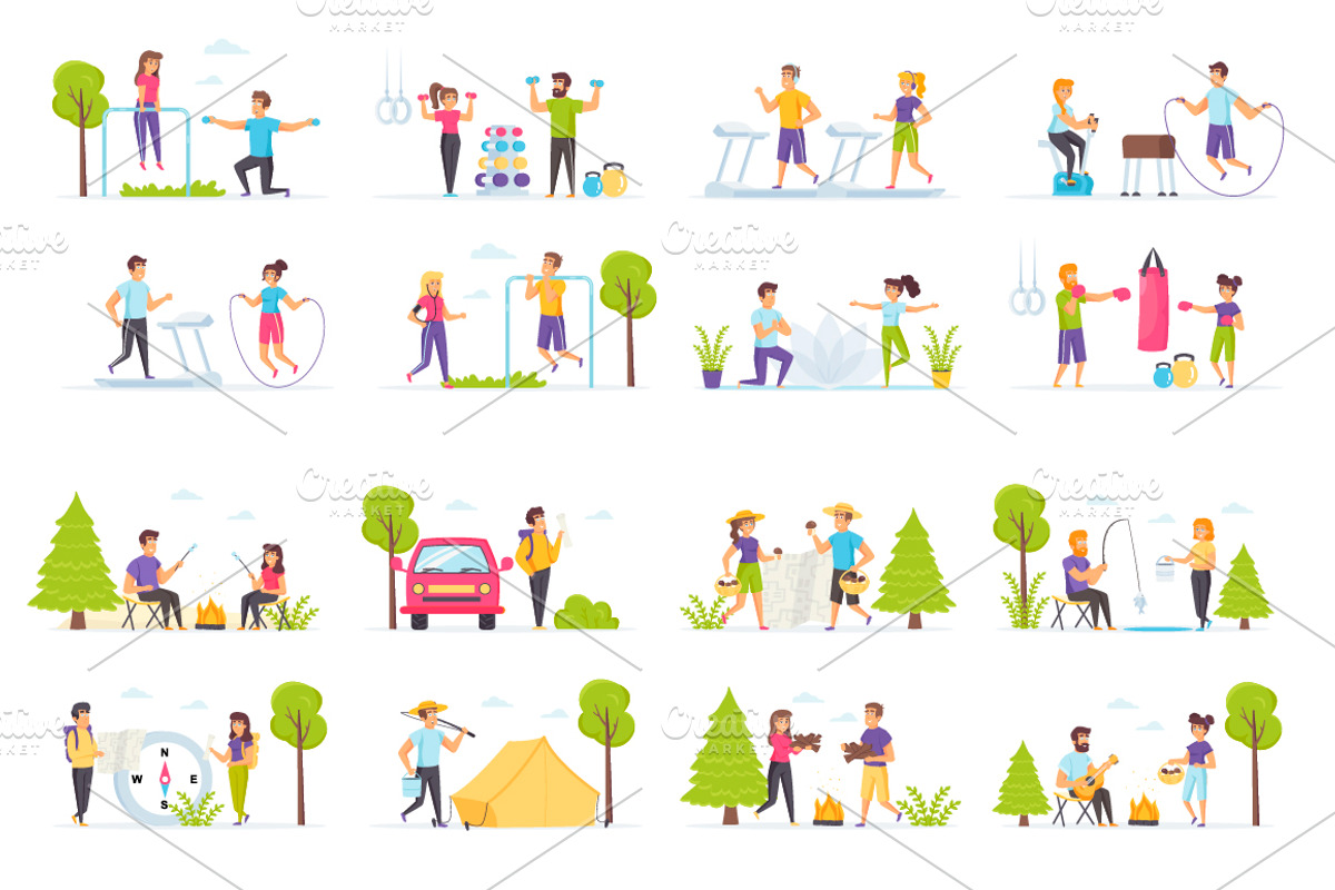 Flat Scene Situation Creator Kit, an Education Illustration by alexdndz