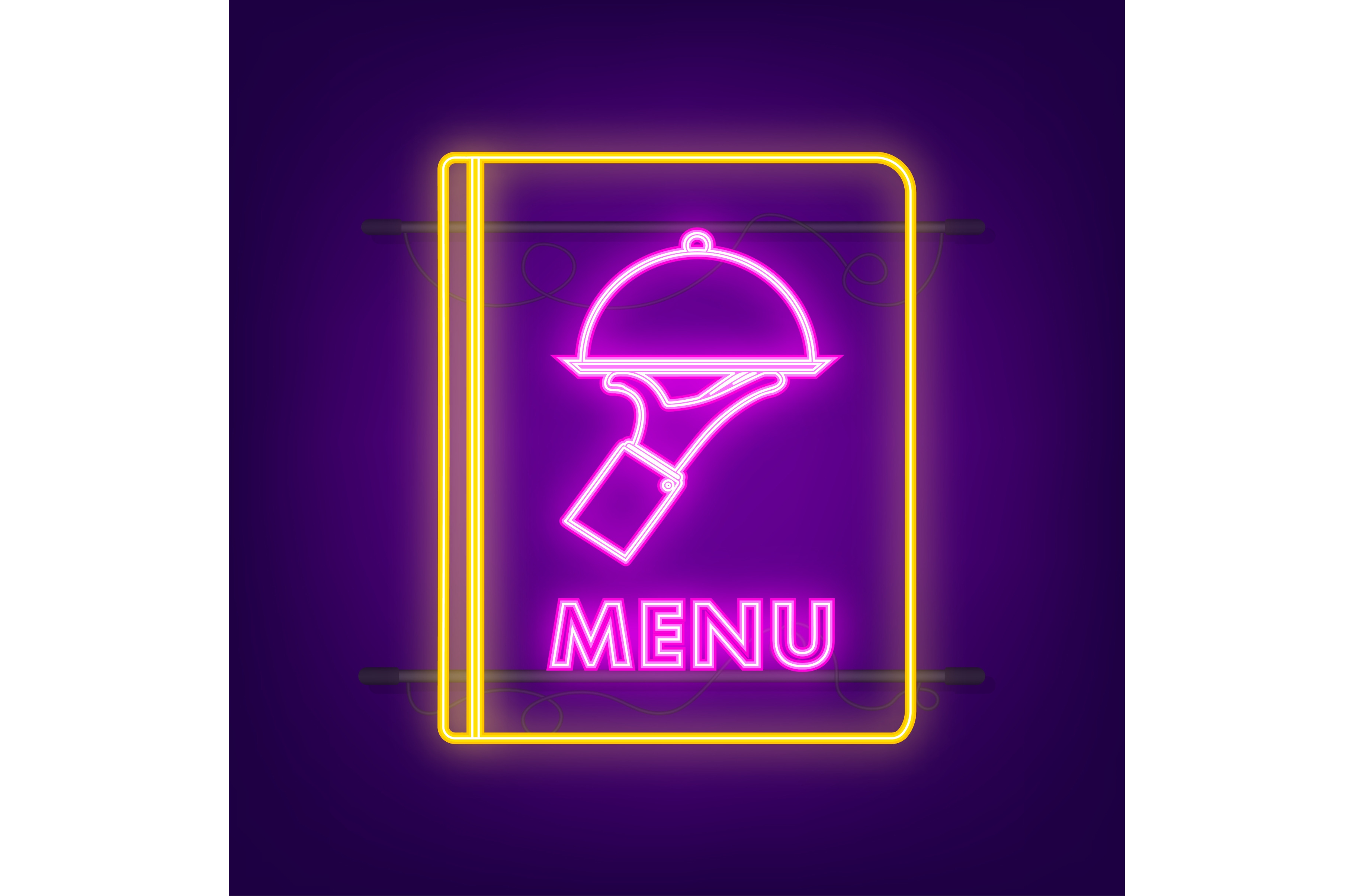 Neon Menu book. Food menu design, a Food Illustration by DG-Market