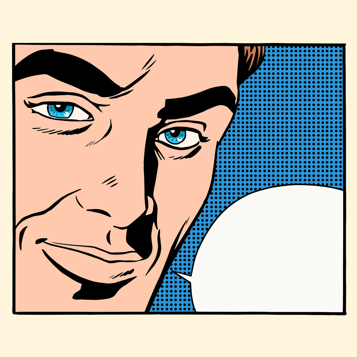 Face beautiful men comic bubble, a Person Illustration by studiostoks