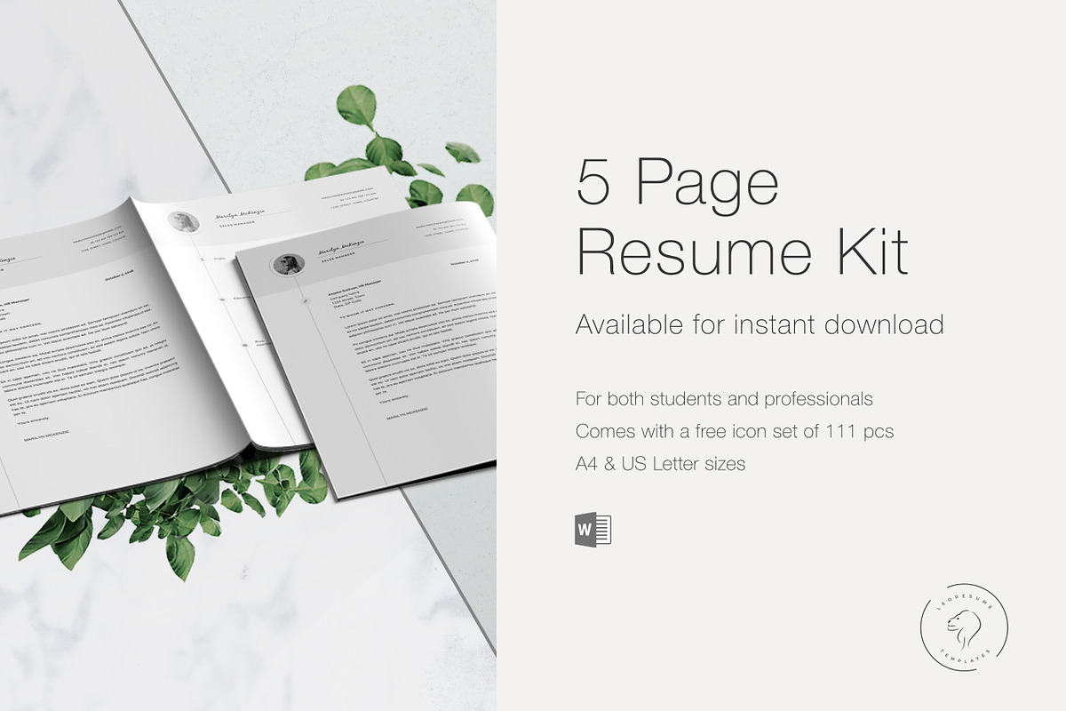 Resume and Cover Letter - 5 Pages, a Resume Template by Leo Resume