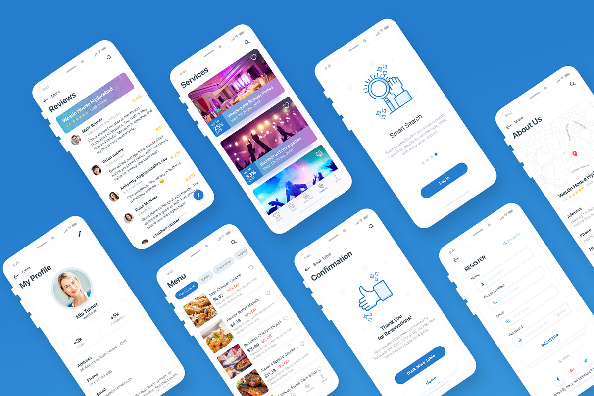 BookTable App UI Kit, an UI Kit Template by The Visual Workshop