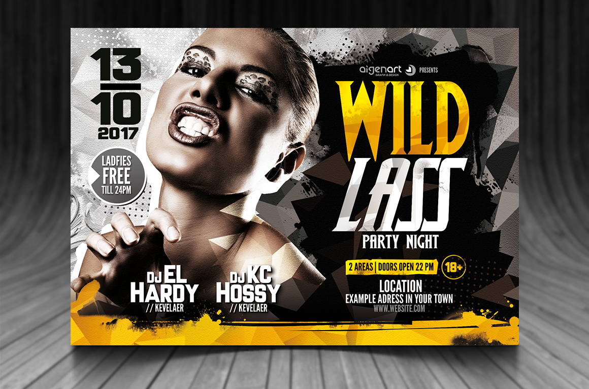 Wild Lass Party Night, a Flyer Template by aigenart