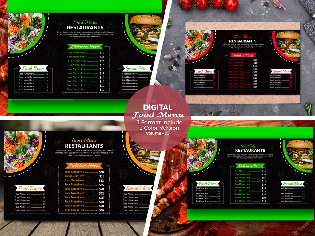 Digital Food Menu Restaurants, a Stationery Template by MRI STUDIO