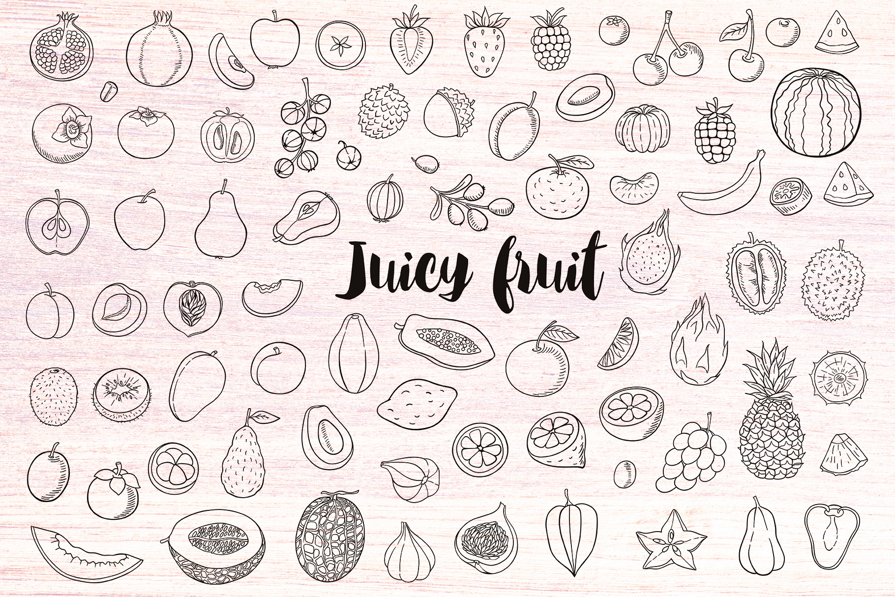 Doodle Fruits Design Kit, a Food Illustration by Artspace