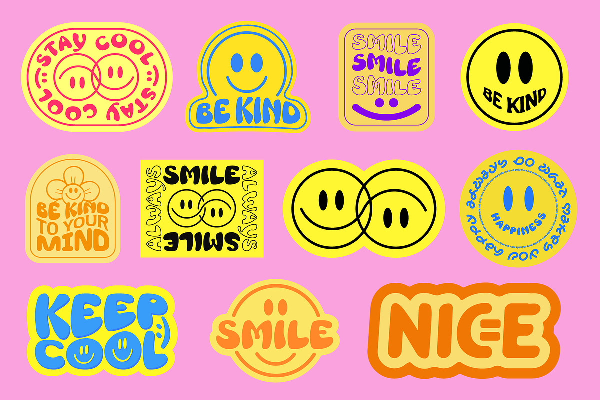 COOL SMILE Y2K VECTOR STICKERS PACK
