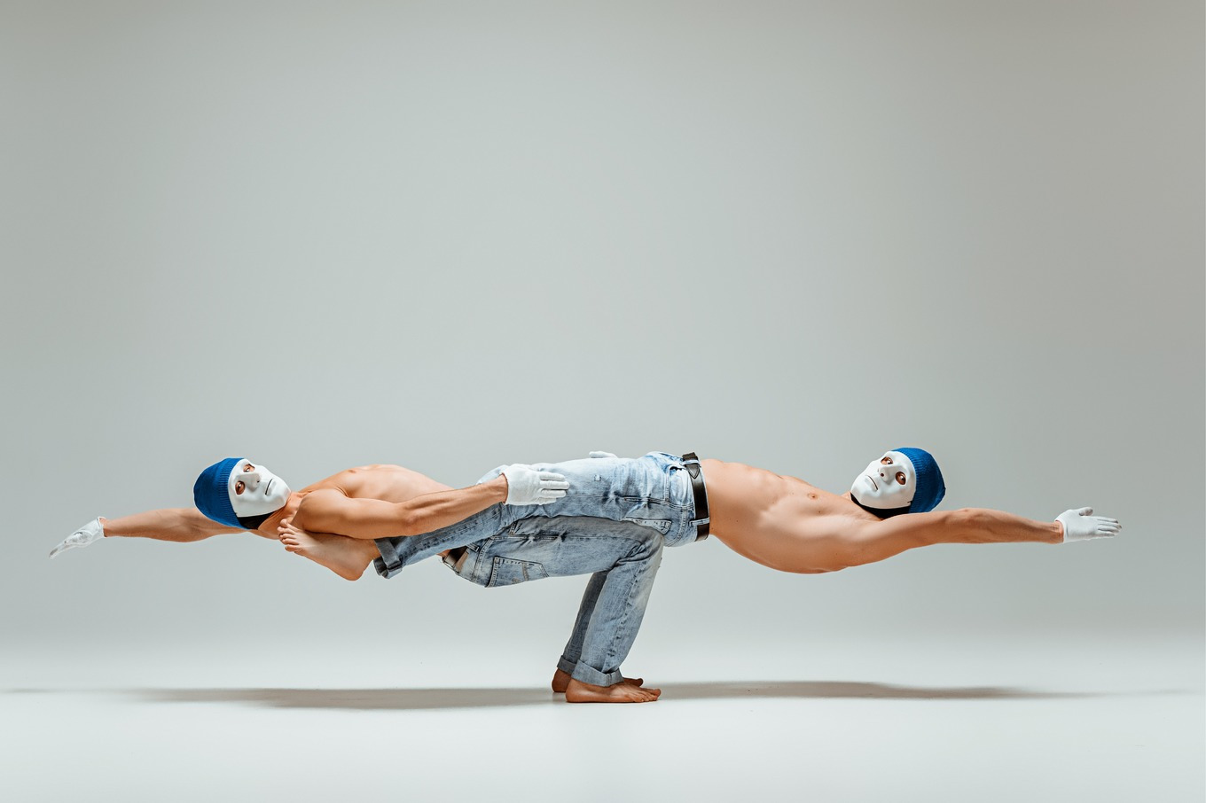 The two gymnastic acrobatic caucasian men on balance pose containing ...