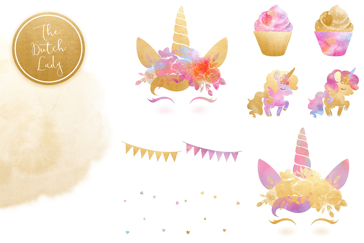 Unicorn Birthday Party Clipart Set, an Illustration by The Dutch Lady ...