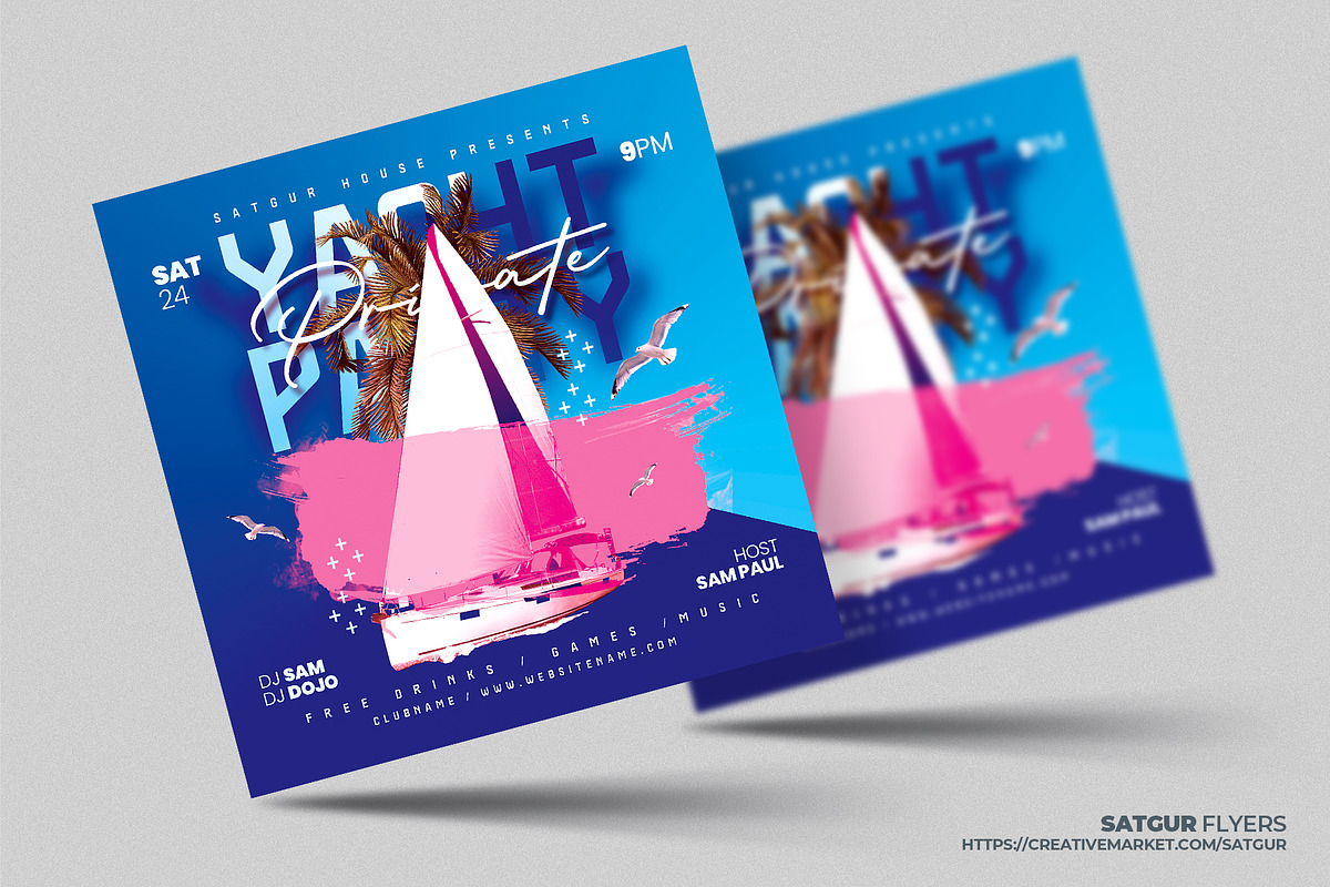 Yacht party Flyer Template, a Flyer Template by Satgur Graphic Design