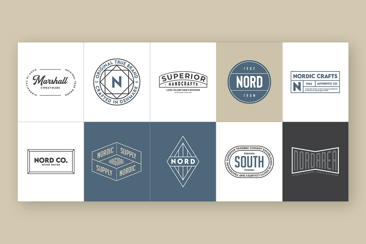50 Retro Modern Vector Editable Logos