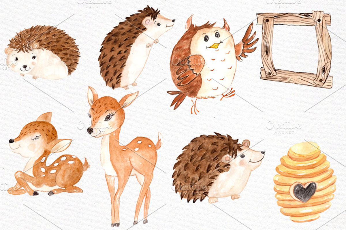 Watercolor forest animals clipart, an Animal Illustration by vivastarkids