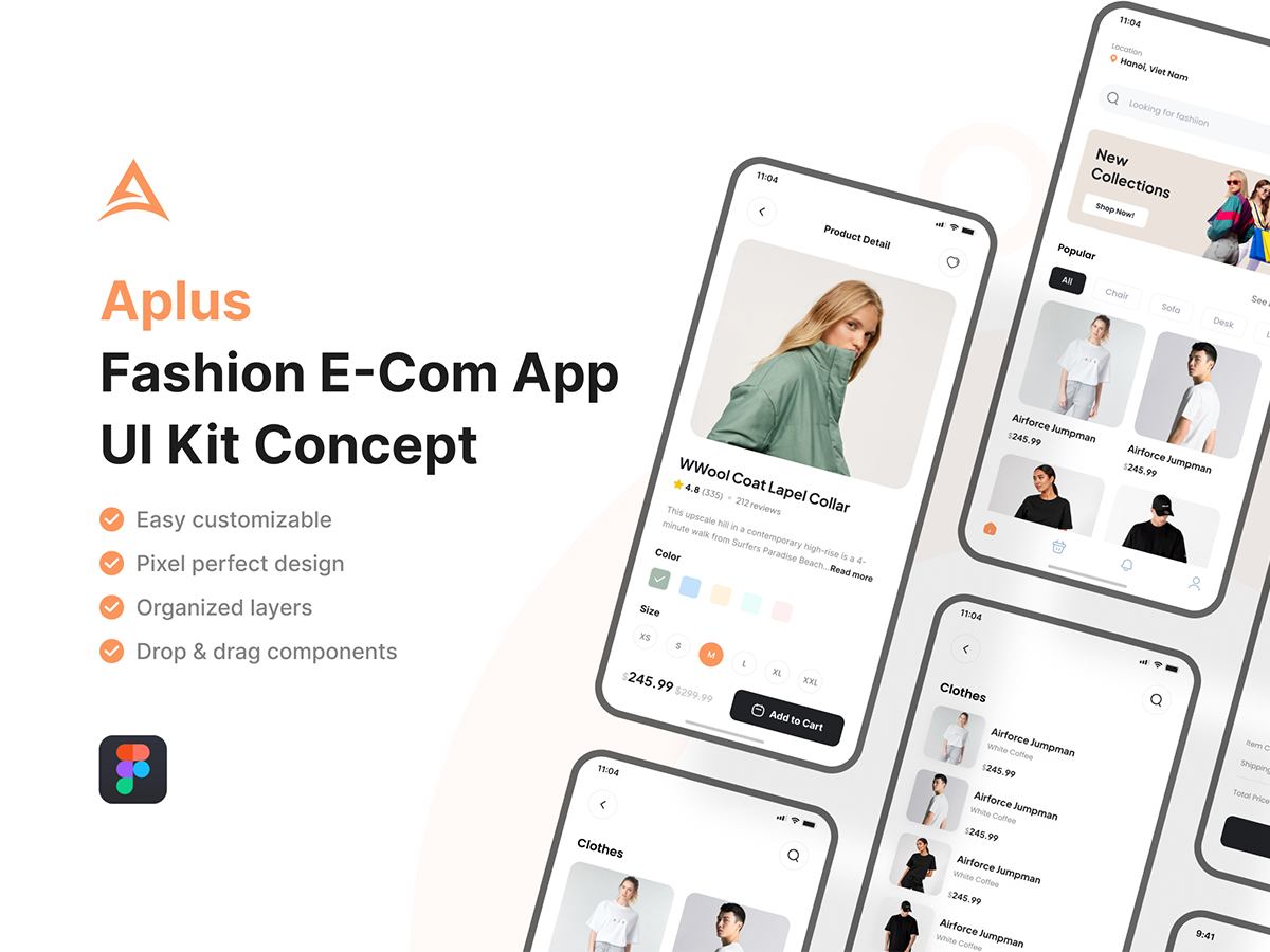 Aplus_Fashion E-Commerce App UI Kit, an UI Kit Template by iDoodle Studio