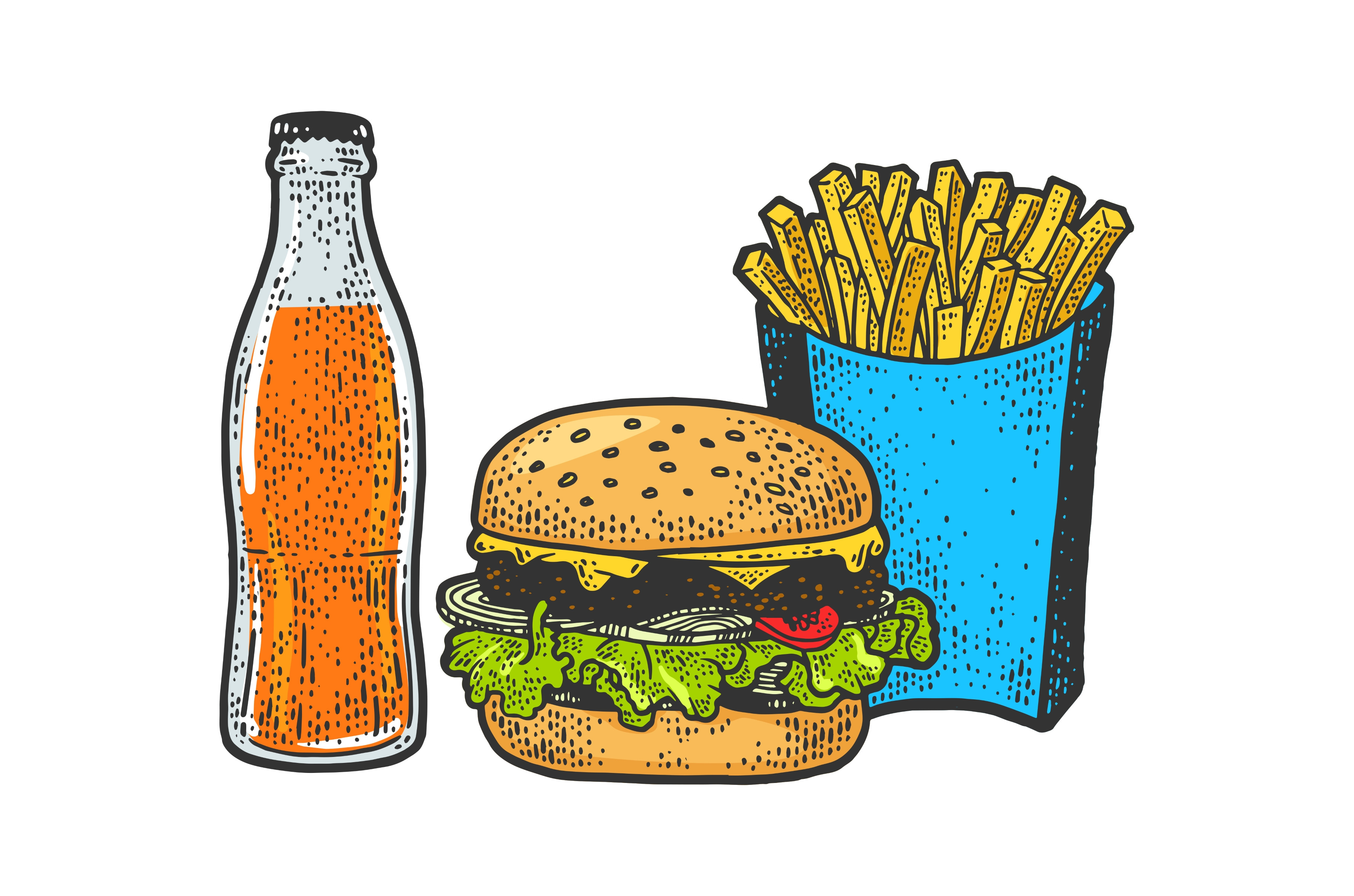 Fast food sketch vector illustration | Food Illustrations ~ Creative Market