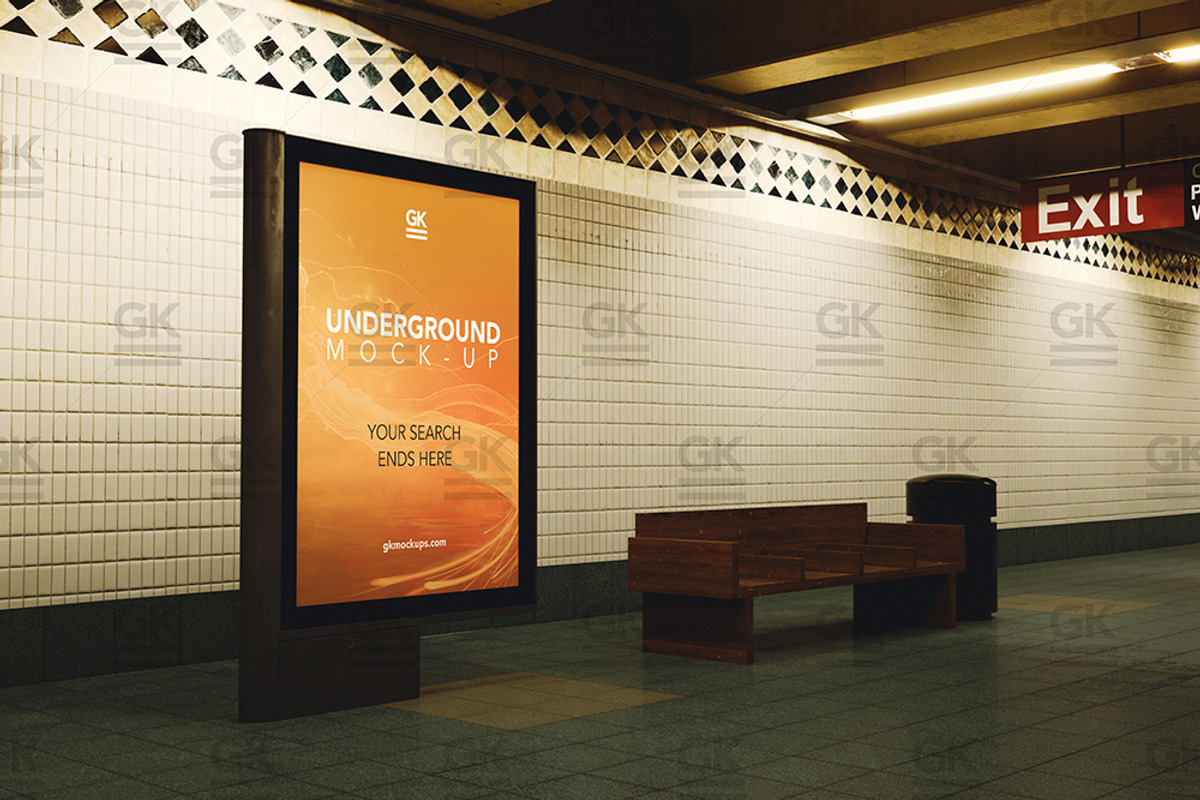 3D Underground / Subway Mock-up, a Product Mockup by GK Creative
