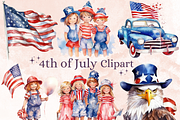 Watercolor 4th of July Clipart Bundle