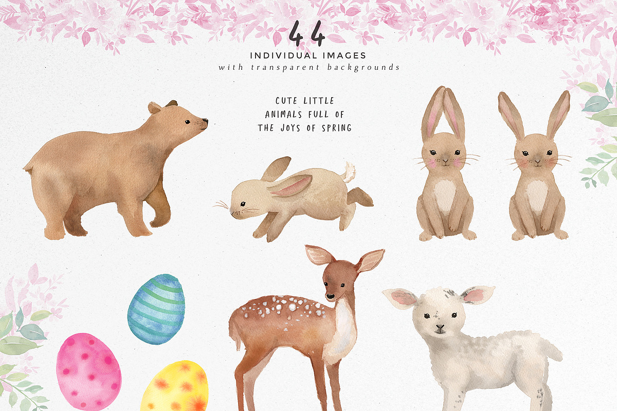 Spring Flowers and Animal Clipart, an Animal Illustration by Twigs and ...