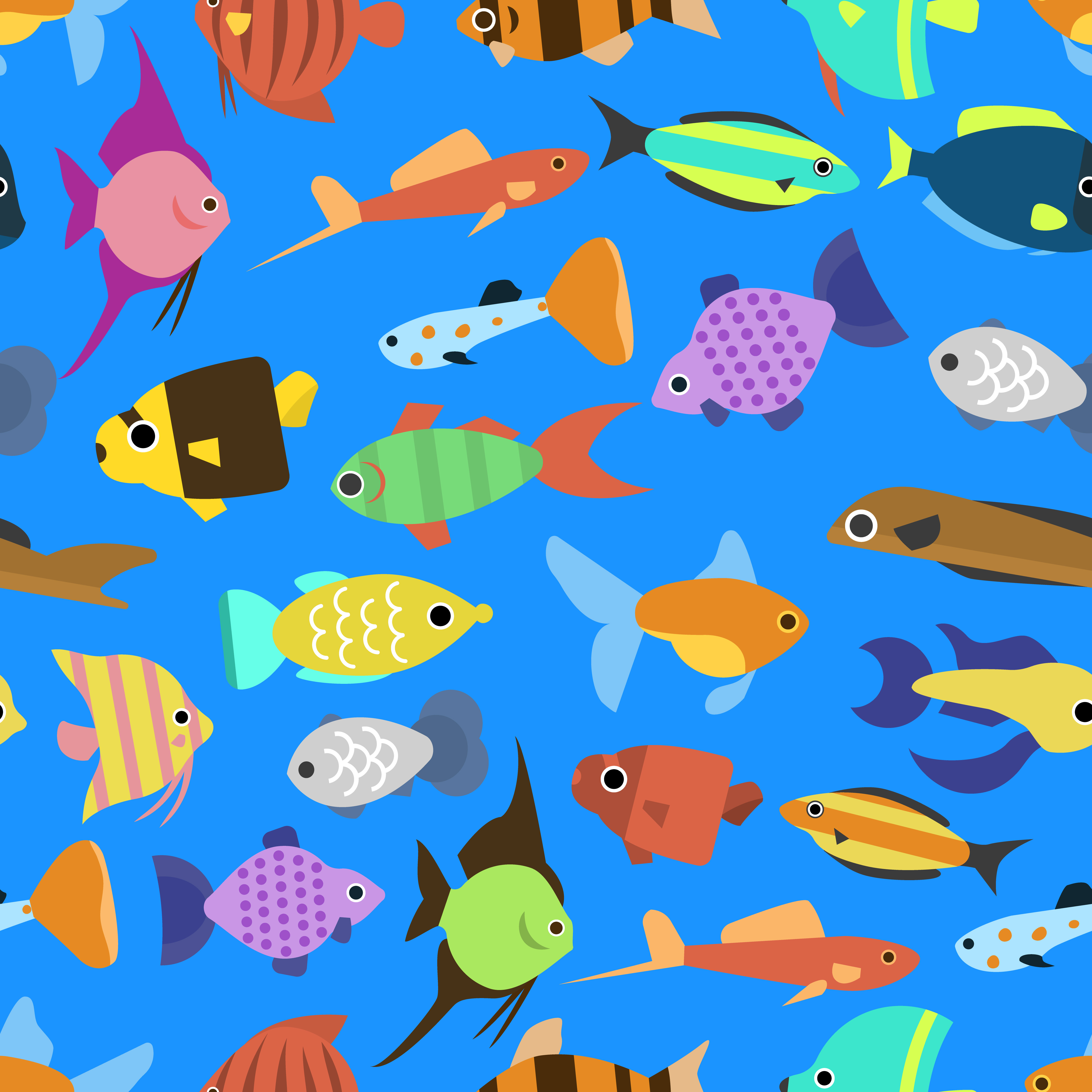 Fish seamless pattern vector, an Animal Illustration by RocketArt