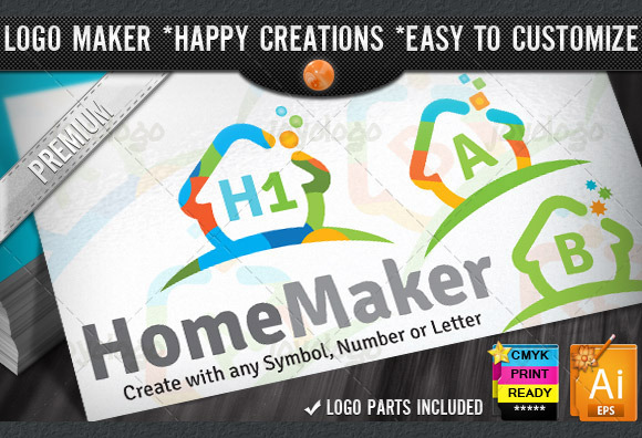 Colorful Flat Home Logo Maker Set, a Branding & Logo Template by joyologo