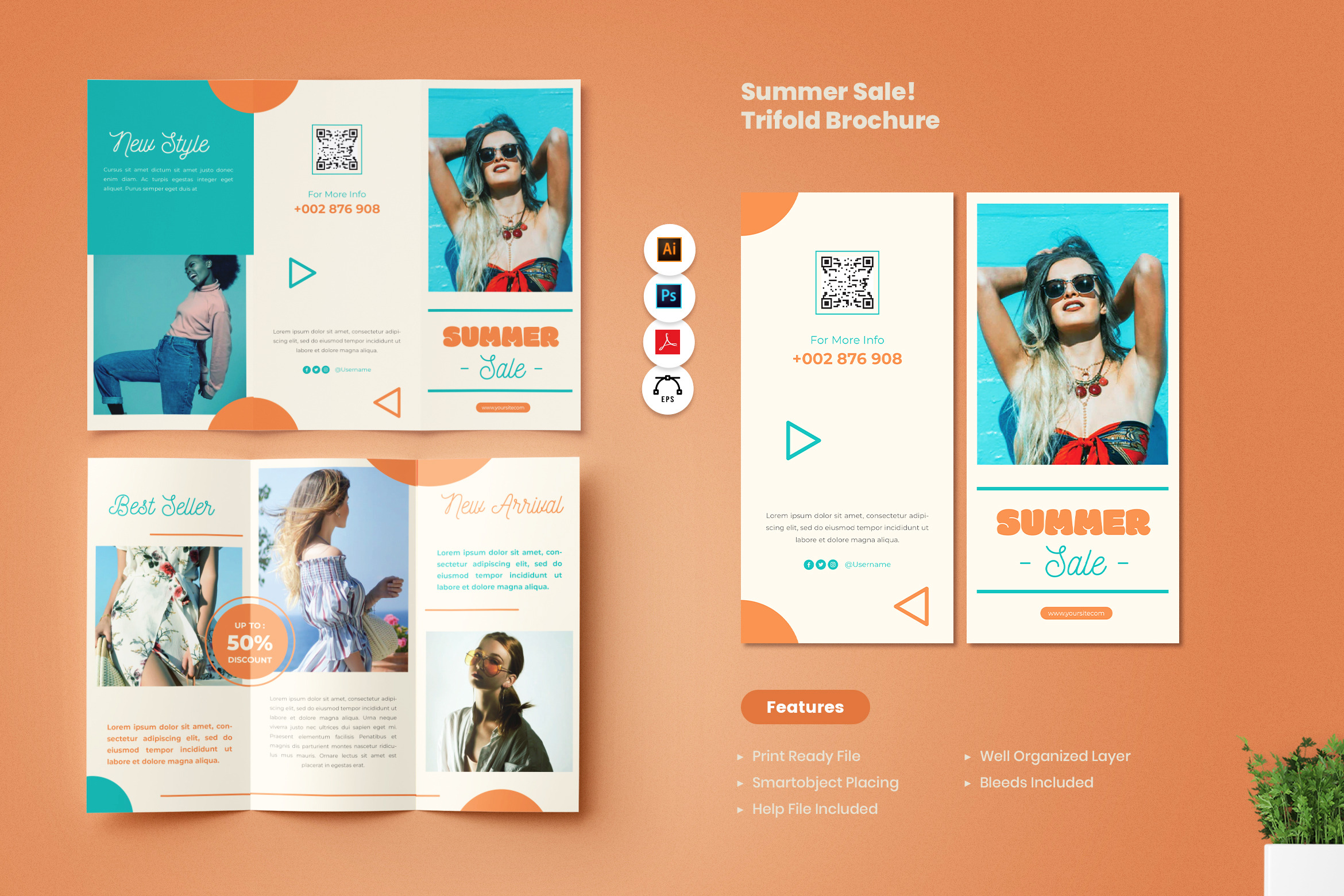 Summer Sale Trifold Brochure, a Brochure Template by Rahardi Creative