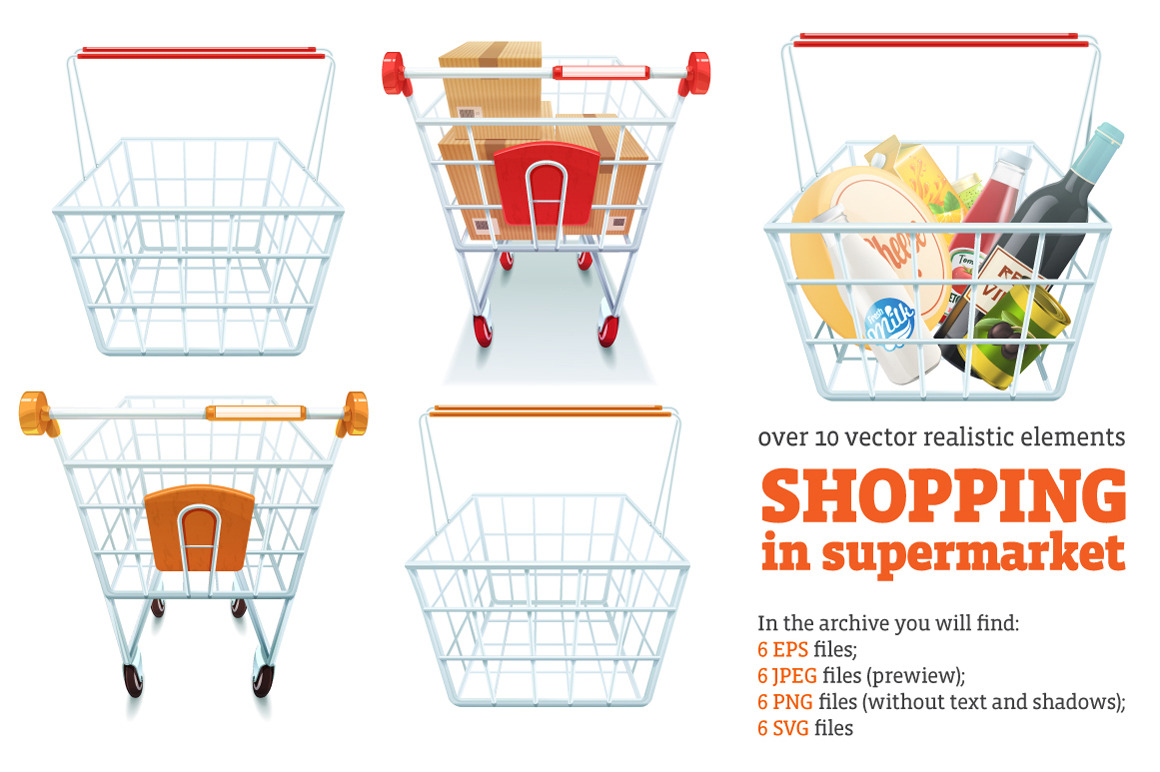 Shopping Realistic Set, an Object Graphic by Macrovector