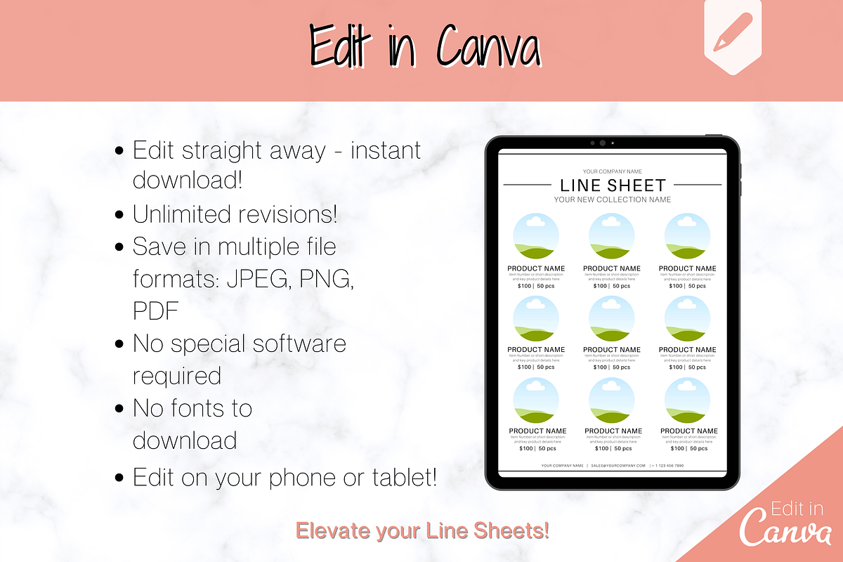 Line Sheet Template Bundle