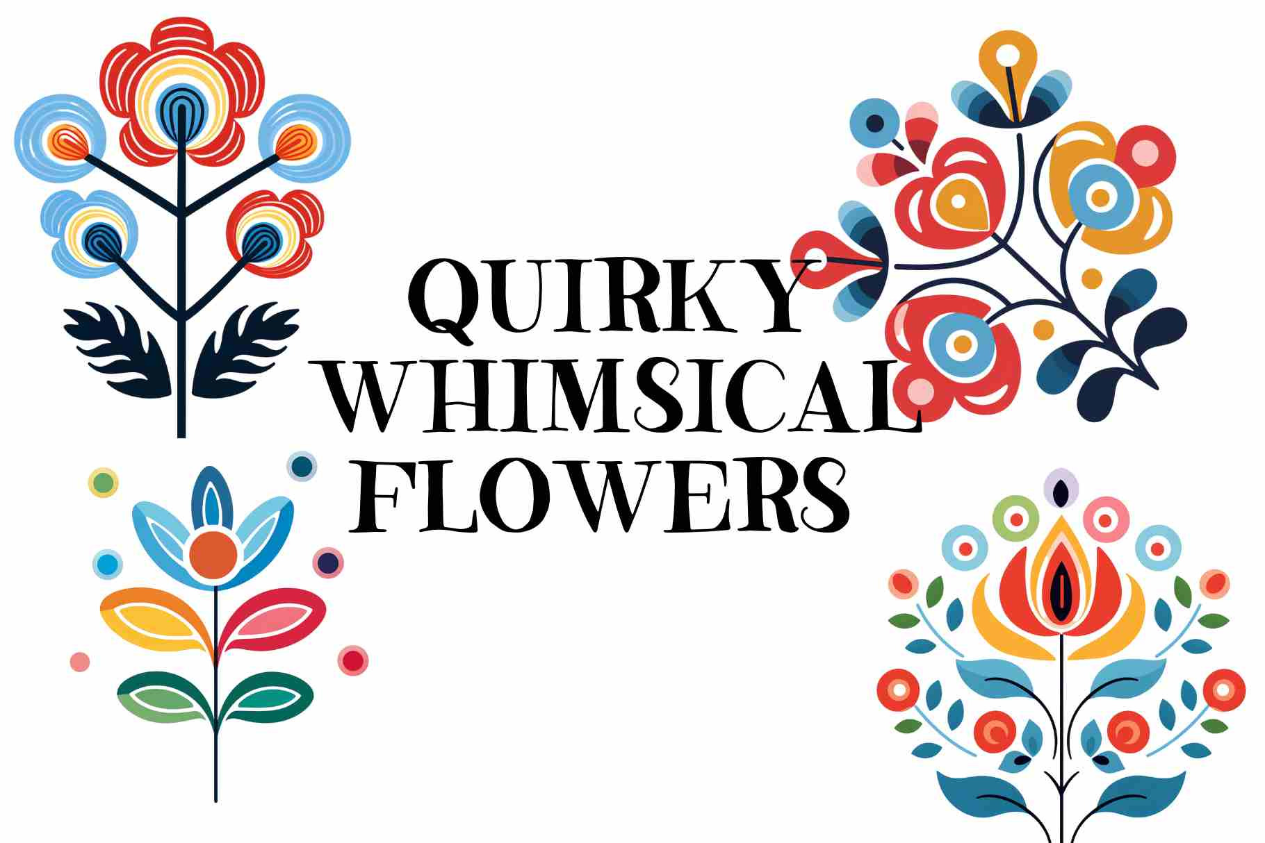 Quirky Whimsical Flowers Clip Art, a Pattern Graphic by Pattern Whimsy