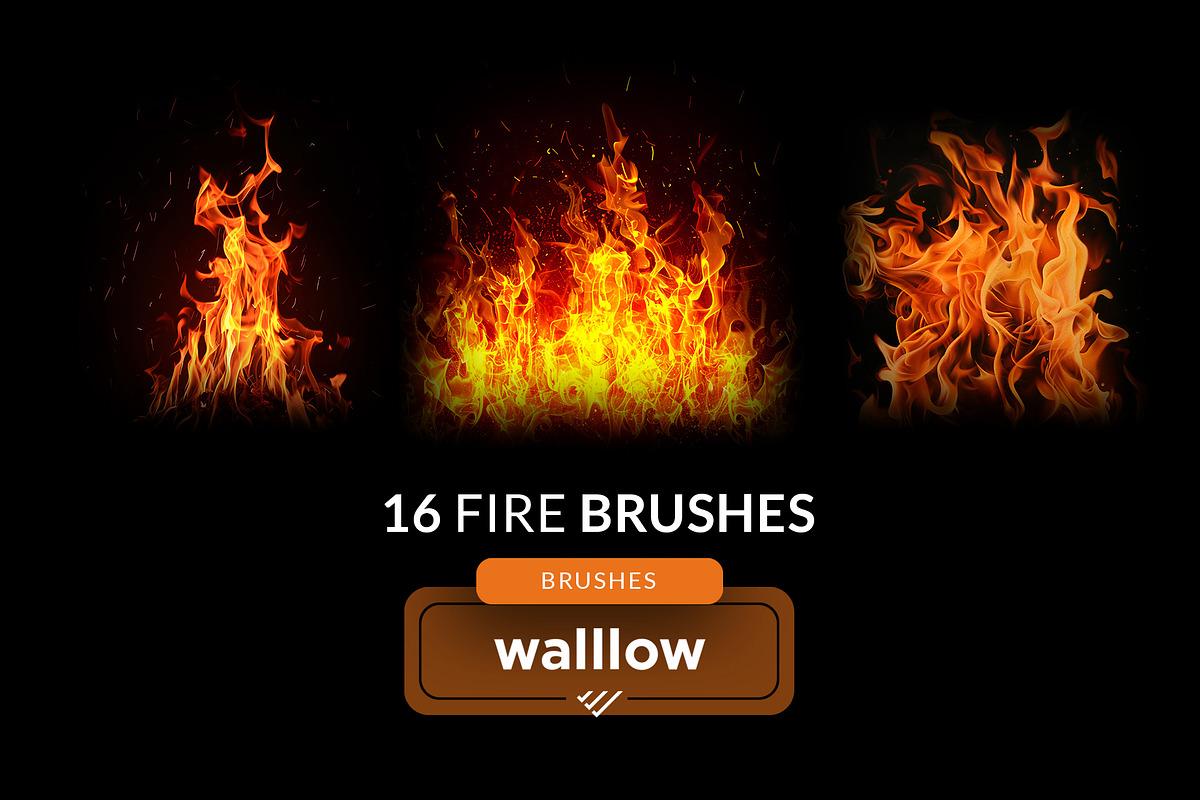 16 Flames and fire photoshop brushes, a Brush Add-On by Walllow Creatives