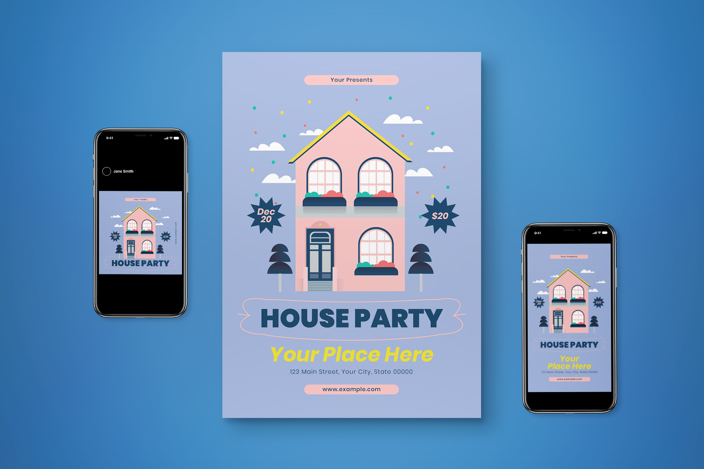 House Party Flyer Set, a Flyer Template by graphicook