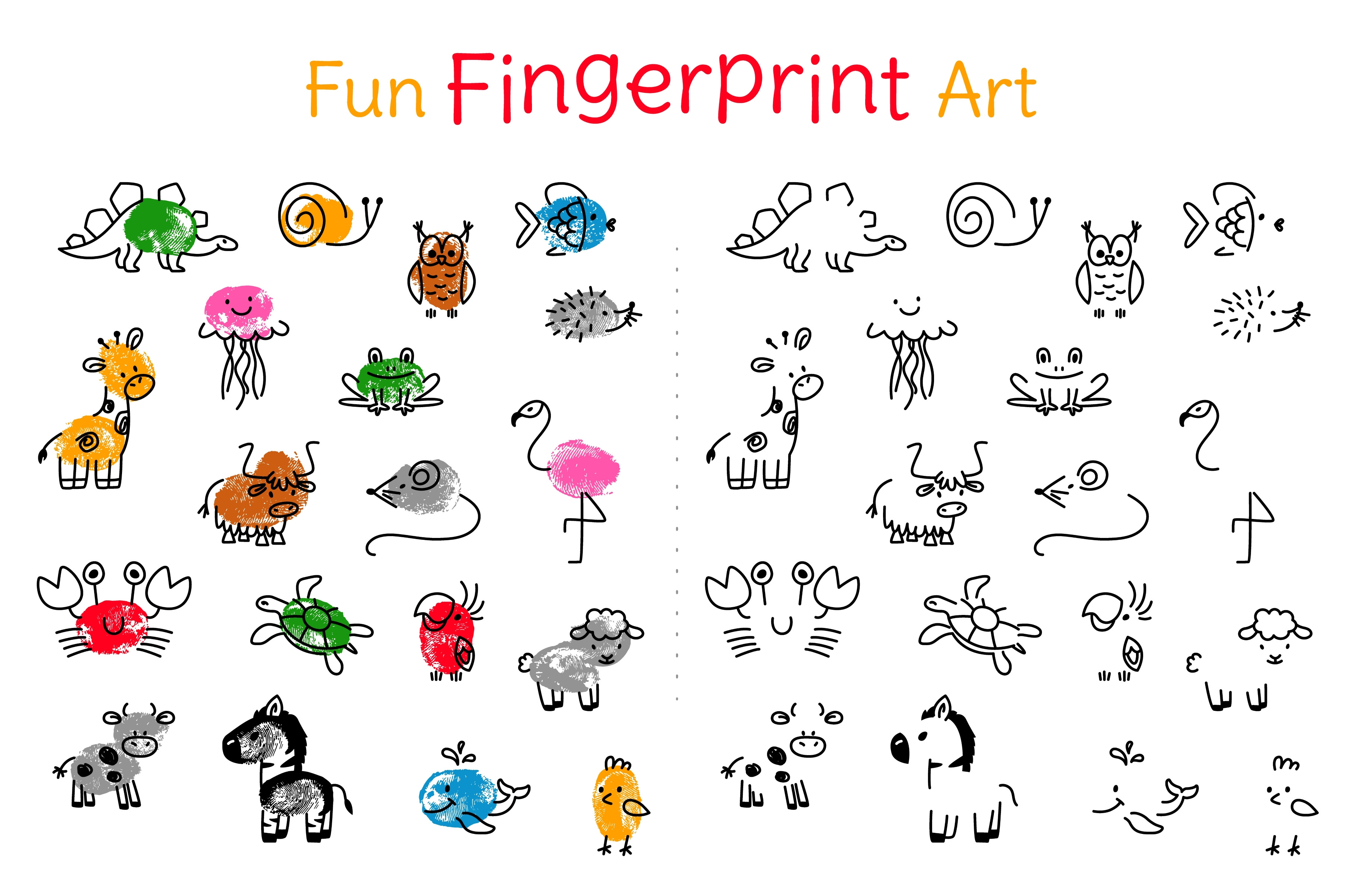 Kids animals fingerprint game. Art, a Graphic by LadadikArt