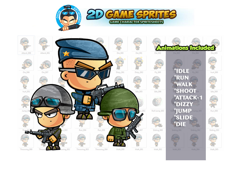 Soldiers 2D Game sprites Set, an Illustration by DionArtworks ...
