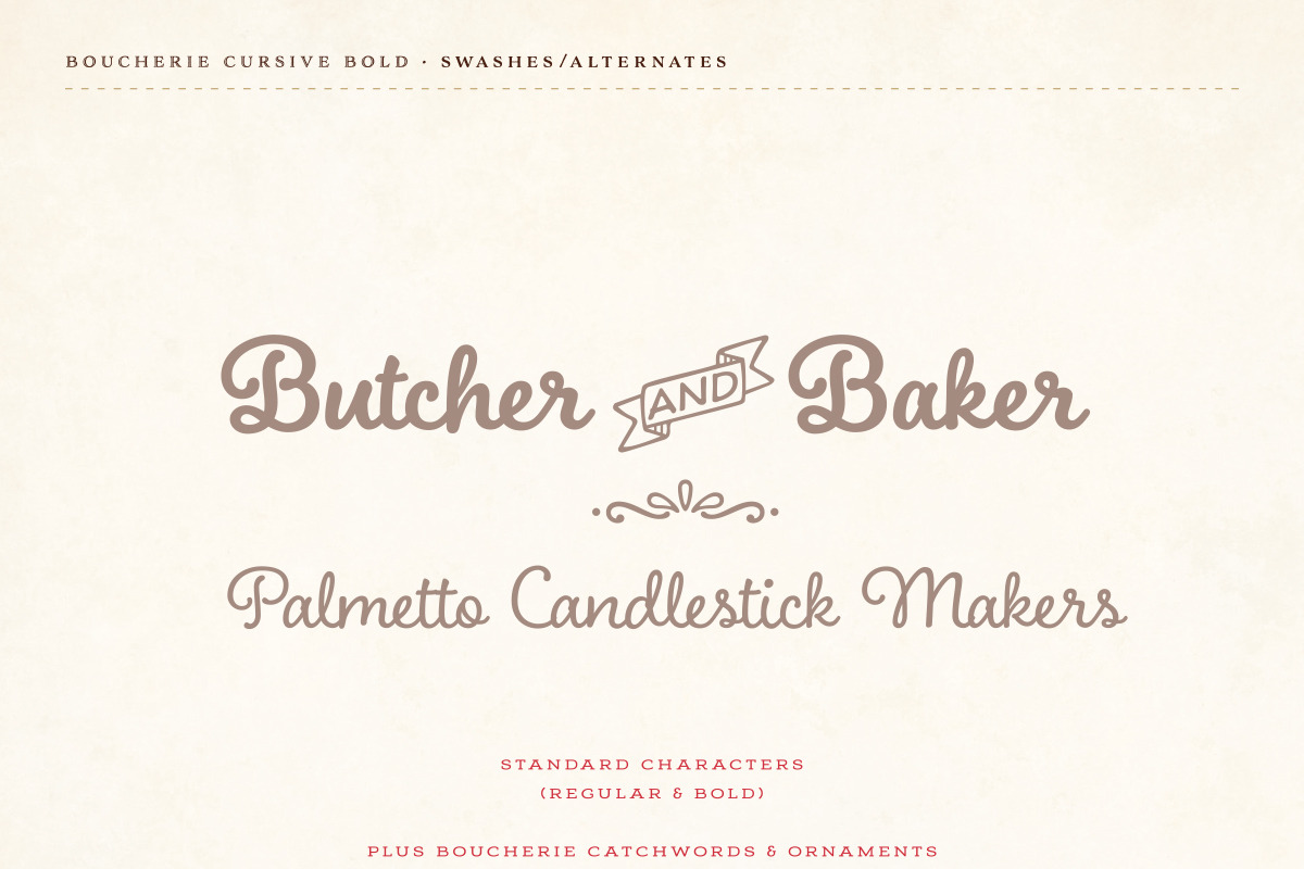Boucherie Cursive Bold, a Script Font by Laura Worthington