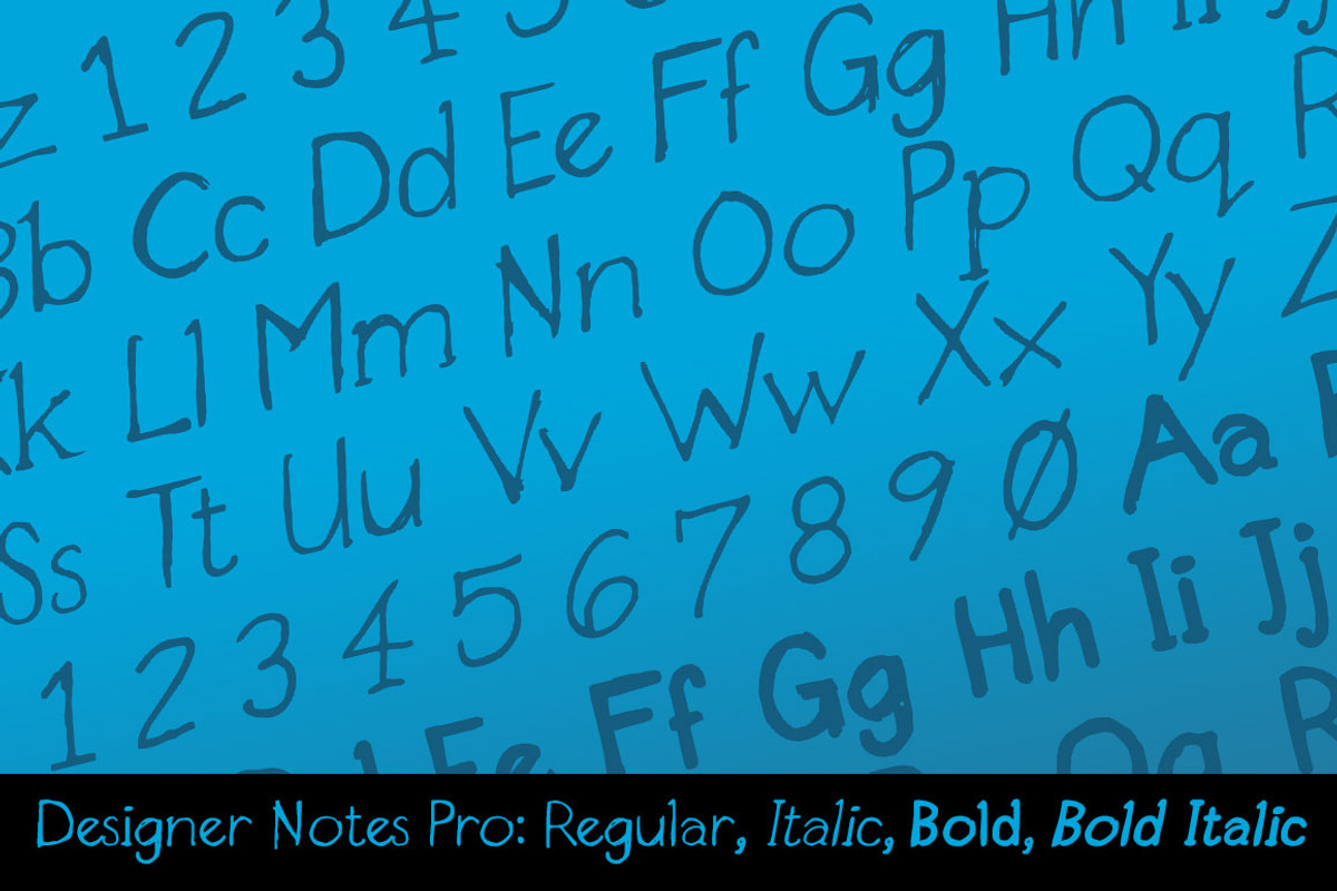 Designer Notes Pro Font Family, a Handwritten Font by RogerRidpath ...