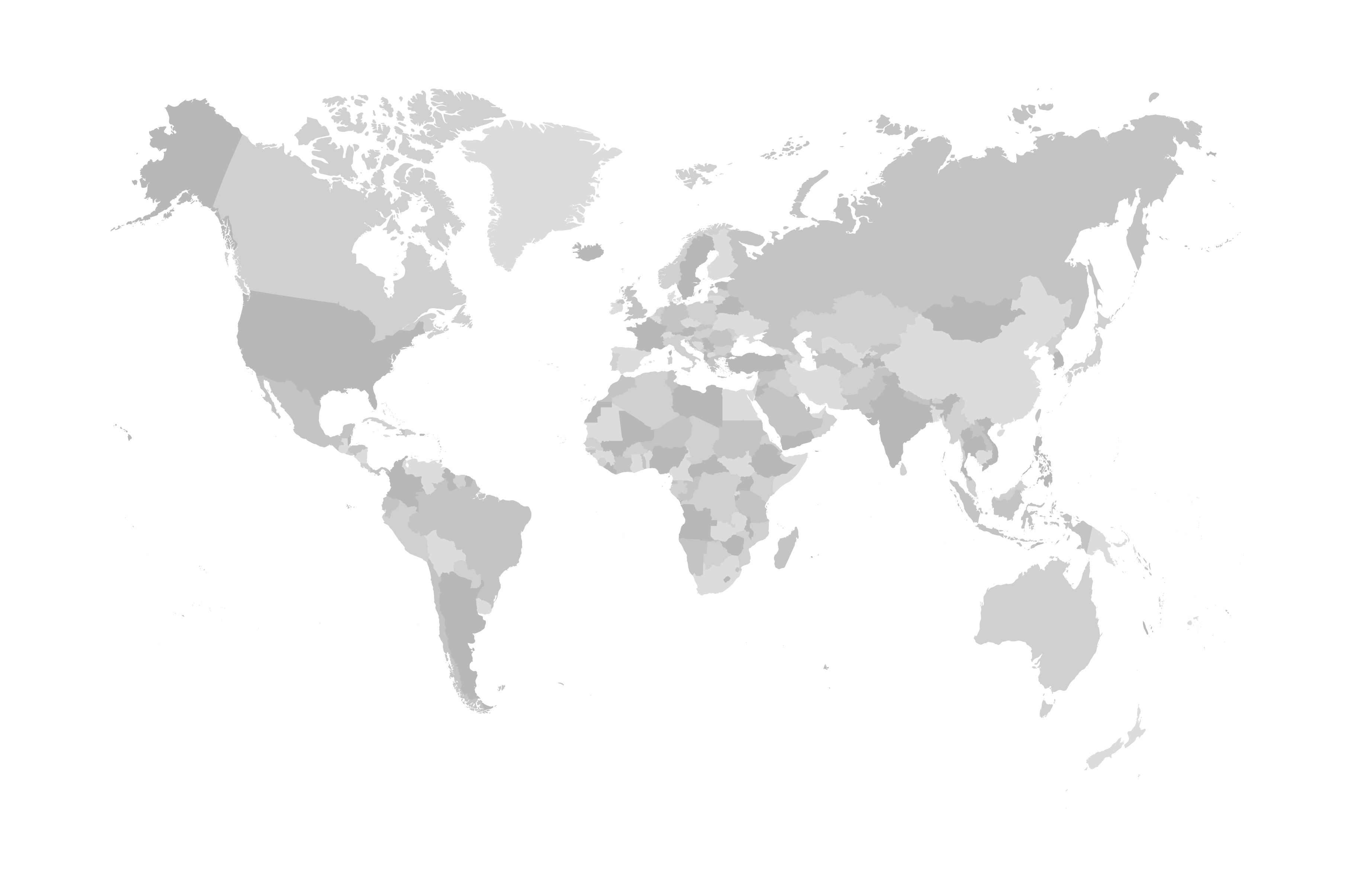 World map in four shades of grey on, an Education Illustration by ...