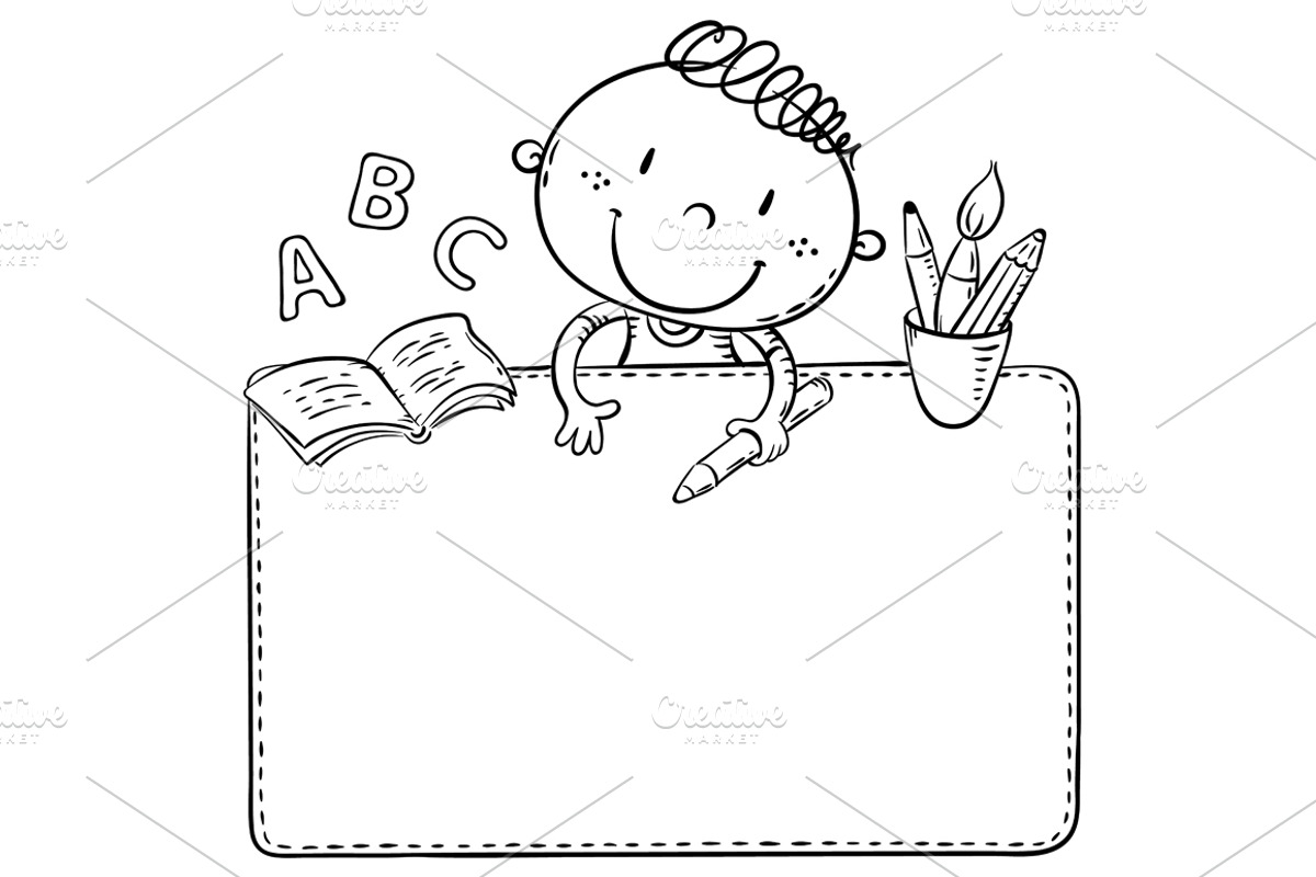 Blank frame copy space school kid, an Education Illustration by Bubert Art