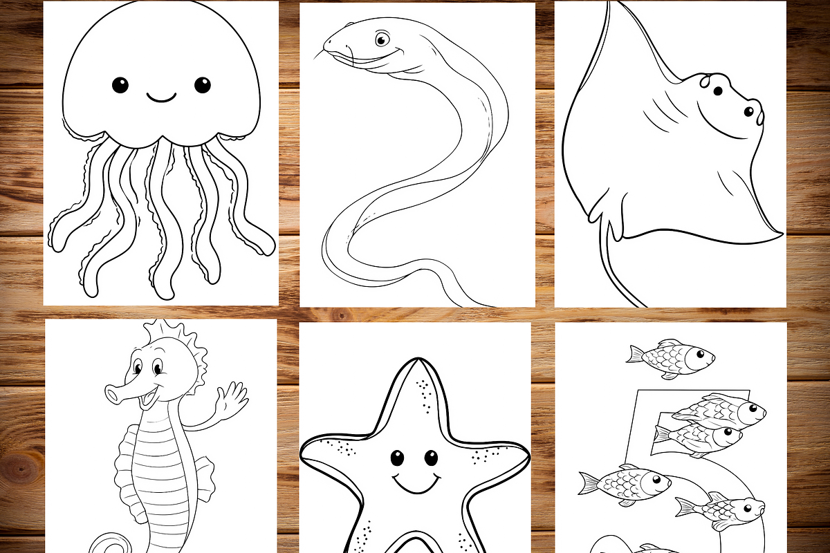 Ocean Mini Creatures Coloring Pages