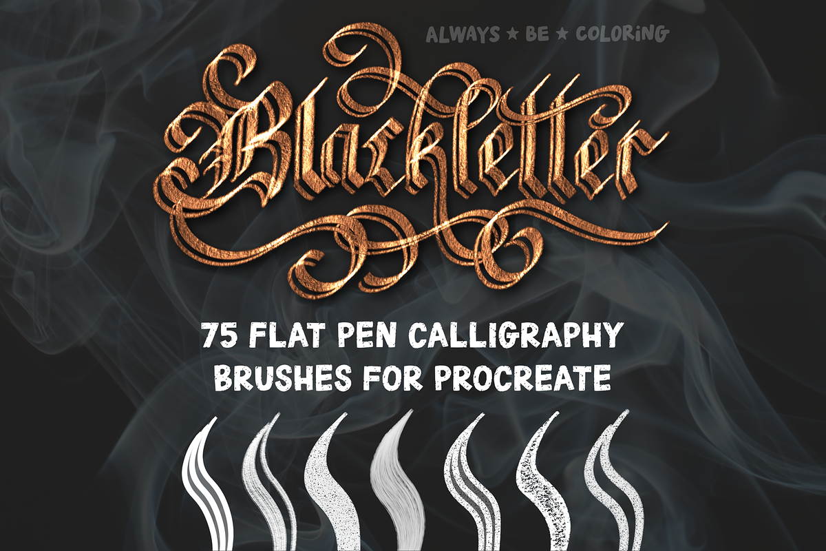 Procreate Blackletter Calligraphy, a Brush Add-On by AlwaysBeColoring