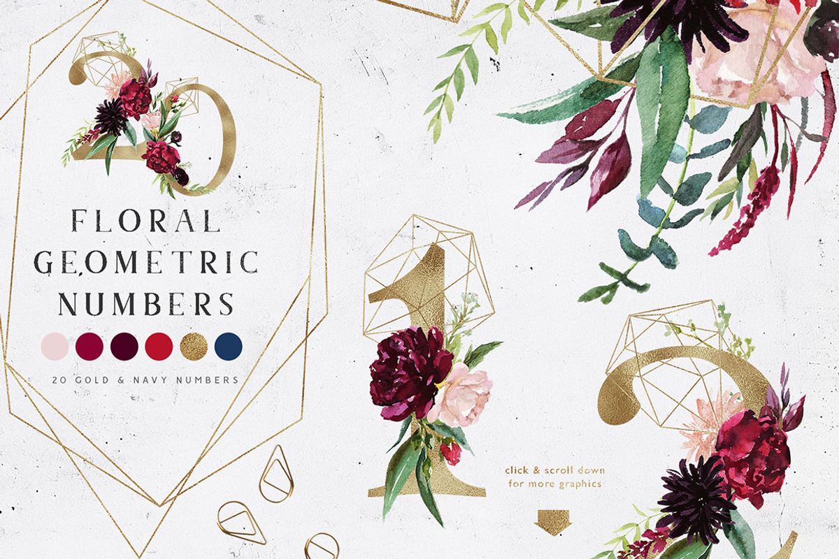 Watercolor Floral Gold Alphabet, a Decorative Illustration by Veris Studio