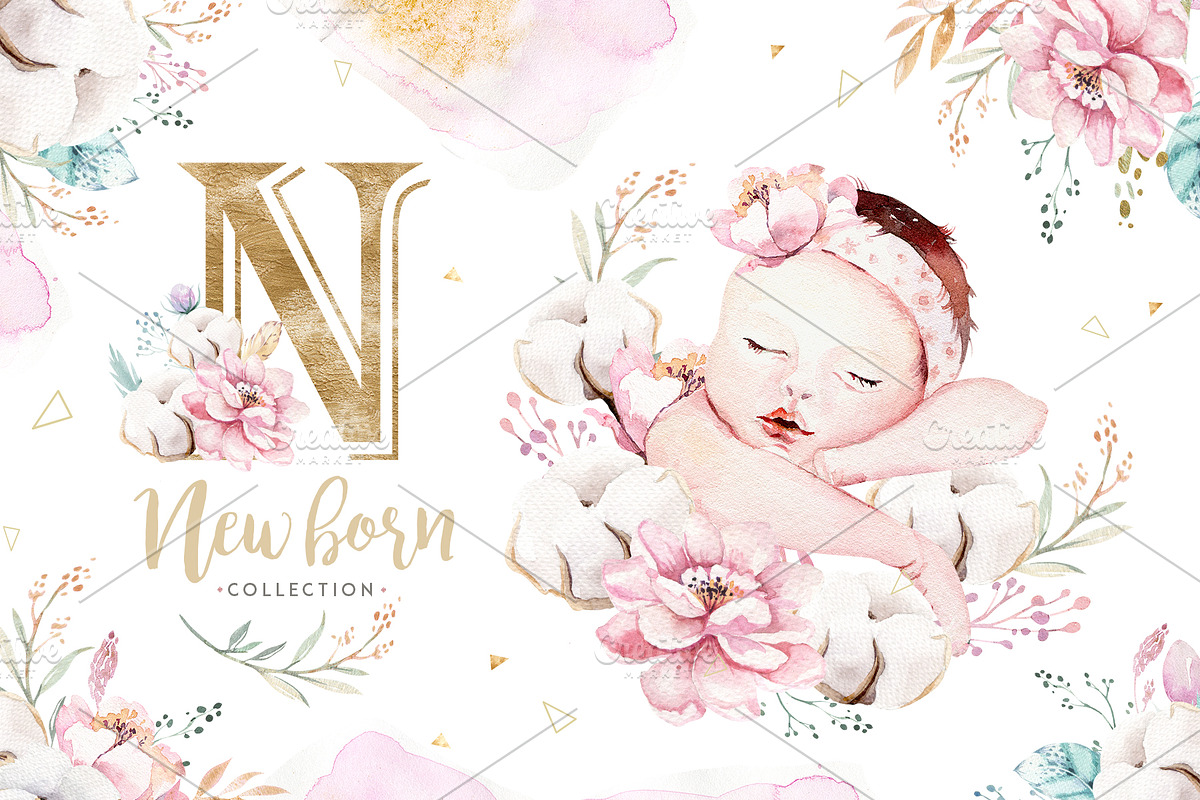 Newborn baby collection., a Decorative Illustration by Peace ART